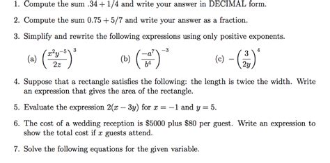 Solved 1 Compute The Sum 34 14 And Write Your Answer In