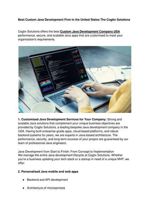 Ppt Best Custom Java Development Firm In The United States The Cogtix