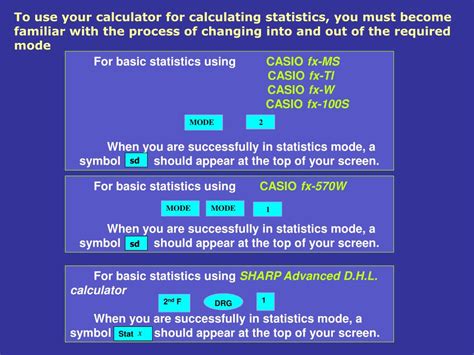 ppt for basic statistics using casio fx ms casio fx tl casio fx w