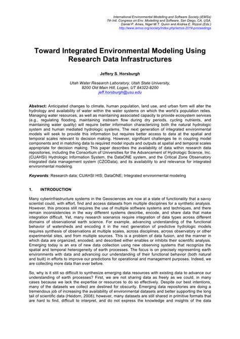 Pdf Toward Integrated Environmental Modeling Using Research Data Infrastructures