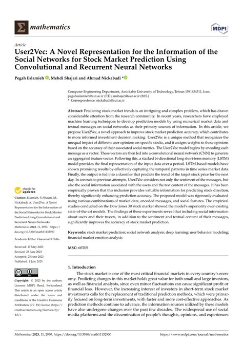 Pdf User2vec A Novel Representation For The Information Of The Social Networks For Stock