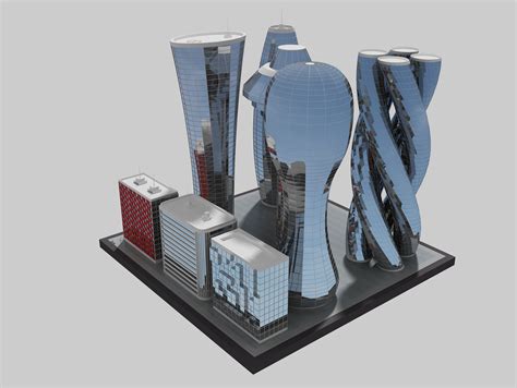 미래 건물 세트 5 8개 3d 모델 35 3ds Fbx Obj Max Free3d