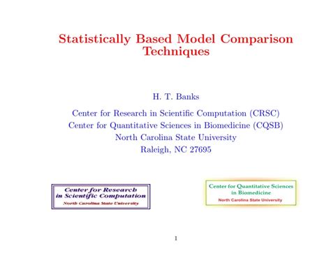 Ppt Statistically Based Model Comparison Techniques H T Banks