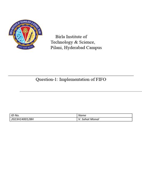 Fifo Implementation Pdf Computer Engineering Computing