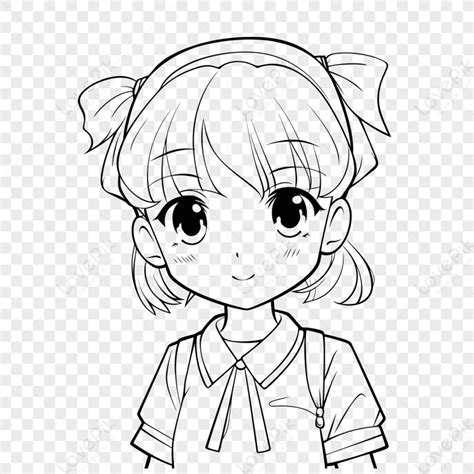 애니메이션 스타일 컬러 페이지 개요 스케치 드로잉의 교복을 입은 여성 벡터두꺼운 선선 그리기 Png 일러스트 무료 다운로드 Lovepik