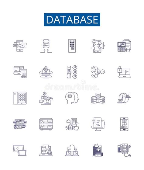 database line icons signs set design collection of database store records storage