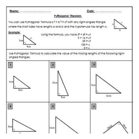 Finding The Hypotenuse Of A Right Triangle Worksheets