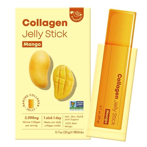 Freshbell Mango Collagen Jelly Stick 20g X 10 Sticks With 3g Of