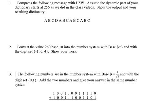 Solved 1 Compress The Following Message With Lzw Assume