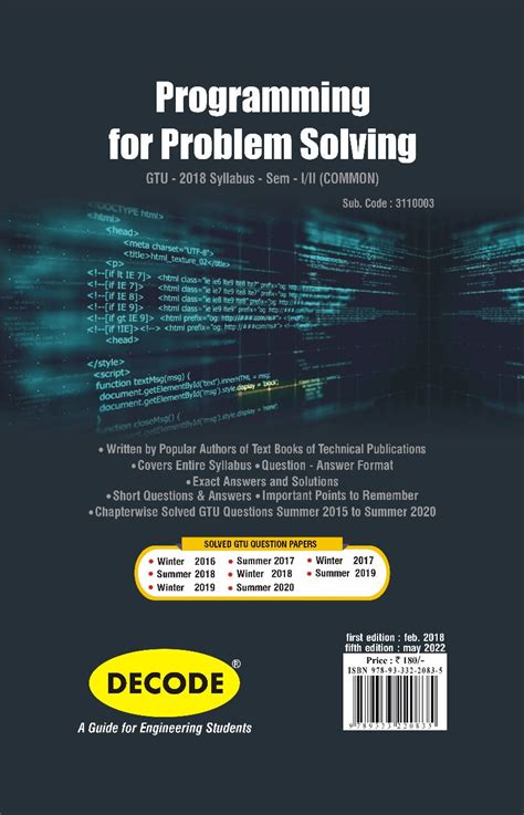 programming for problem solving for gtu 18 coursey i ii common 3110 technical publications
