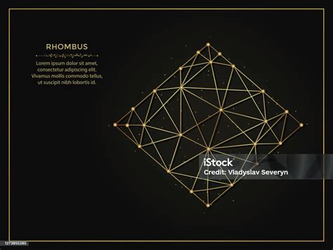 어두운 배경에 마름버스 황금 추상 적 그림 선과 점으로 만든 기하학적 모양 다각형 템플릿 0명에 대한 스톡 벡터 아트 및 기타