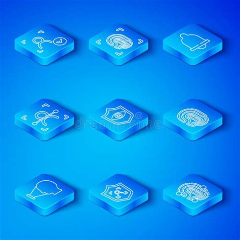 Set Line Face Recognition Shield Eye Scan Face Fingerprint Motion Sensor And Icon Vector