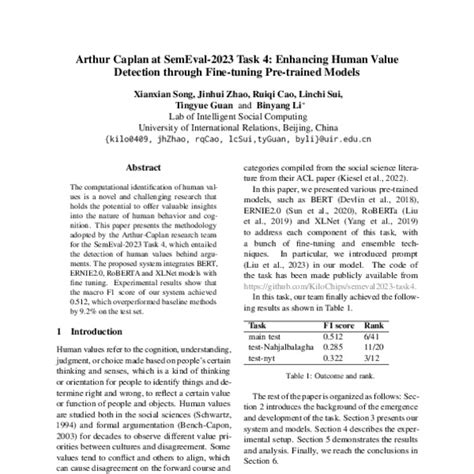 Arthur Caplan At Semeval Task Enhancing Human Value Detection