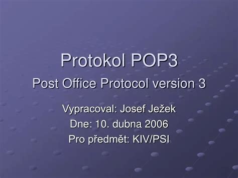 ppt protokol pop3 post office protocol version 3 powerpoint