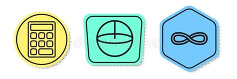 Set Line Triangle Math Calculator And Function Mathematical Symbol Colored Shapes Stock Vector