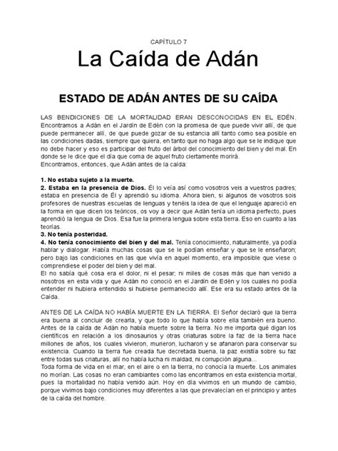 La Caida De Adan Cap 7 Doctrina De Salvacion Tomo I Pdf Adán Y