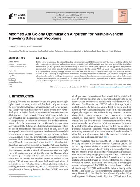 Pdf Modified Ant Colony Optimization Algorithm For Multiple Vehicle