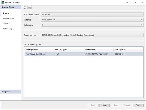 Step Select Database To Restore Veeam Plug Ins For Enterprise Applications