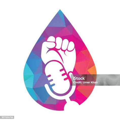 주먹 팟캐스트 드롭 모양 개념 로고 디자인 벡터 일러스트 레이 션 0명에 대한 스톡 벡터 아트 및 기타 이미지 0명 Revolution 개념 Istock