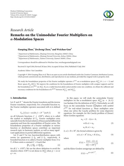 Pdf Remarks On The Unimodular Fourier Multipliers On α Modulation Spaces