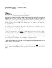 Hwk4 Pdf 1 Space Science Physics 20D Homework 4 Professor Cooper FRH 2123 Name Babe ID