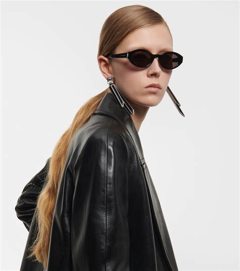 Oval Sunglasses In Black Saint Laurent Mytheresa