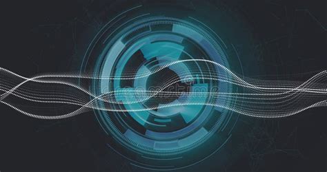 Abstract Digital Waves And Circular Patterns Futuristic Data Visualization Image Stock