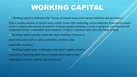 Working Capital Management Ppt Pptx