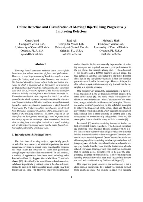 Pdf Online Detection And Classification Of Moving Objects Using Progressively Improving Detectors