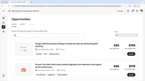 Sites Optimizer Documentation Adobe Experience Manager