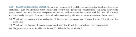 Answered 738 Teaching Descriptive Statistics A Bartleby