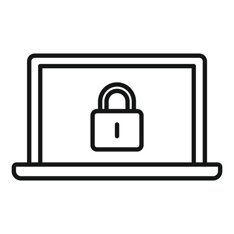 Secured Laptop Icon Outline Vector Computer Data 15110185 Vector Art At Vecteezy