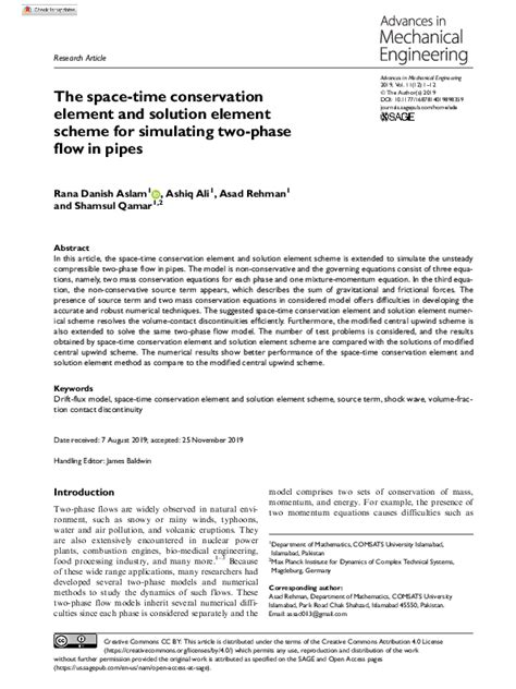 Pdf The Space Time Conservation Element And Solution Element Scheme