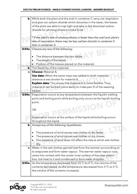 P Science SA Prelim Answer Set Bundle The Pique Lab