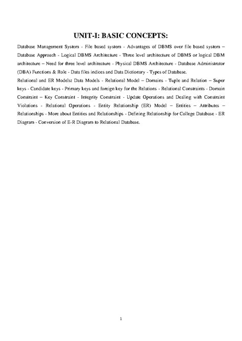 Bcom Computers 3rd Sem Rdbms Relational Data Base Management Sysem 2nd Year Unit I Basic