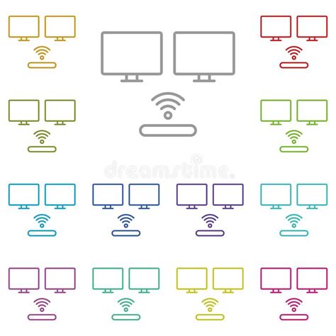 Hardware Pc Server Wifi Lan Multi Color Icon Simple Thin Line Outline Vector Of Hardware