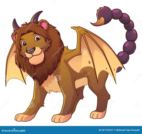 Color De Ilustración De Caricatura De Manticore Stock De Ilustración