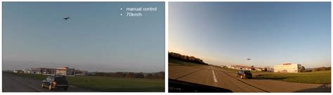 4 flight experiments with small manually controlled aircraft inside