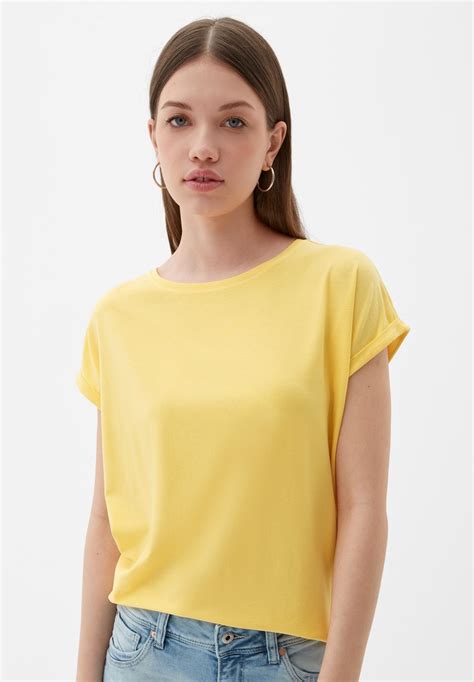 Qs T Shirt Basic Zitrone Gelb Zalando De