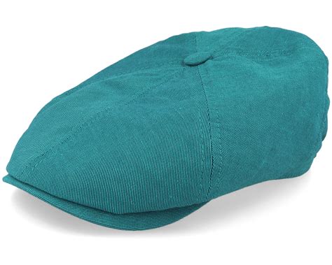 6 Panel Cap Cotton Linen Teal Flat Cap