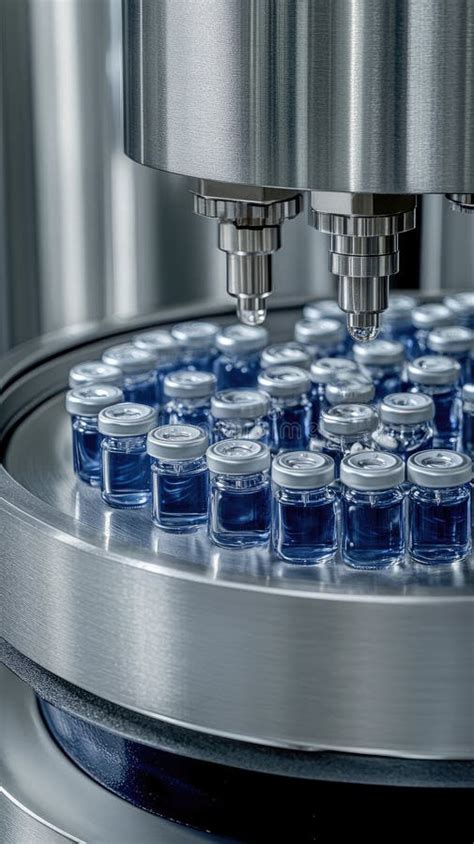 Close Up Of A Hand Filling Vials With Hair Dye In A High Tech Industrial Factory Using Advanced