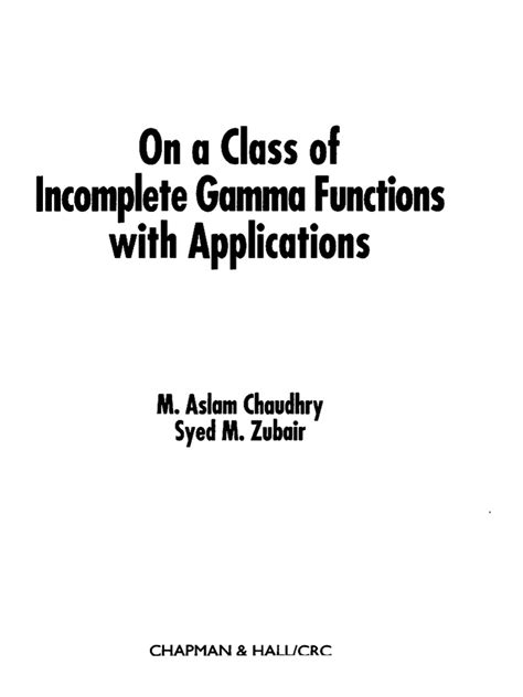 On A Class Of Incomplete Gamma Functi Z Library Pdf