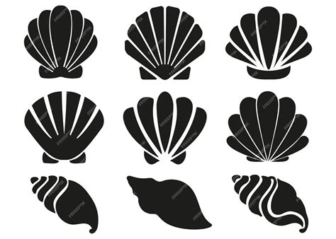 Premium Vector Seashell Set Silhouette Illustration Isolated On White