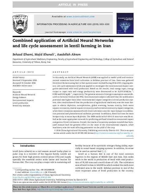 Pdf Combined Application Of Artificial Neural Networks And Life Cycle