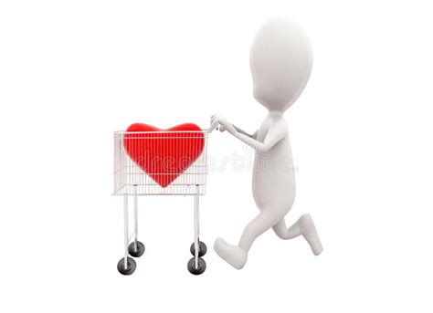 D Man Moving Trolley With Love Symbol In It Concept Stock Illustration Illustration Of