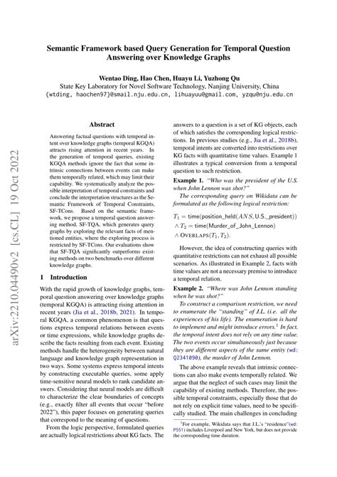 Pdf Semantic Framework Based Query Generation For Temporal Question Answering Over Knowledge