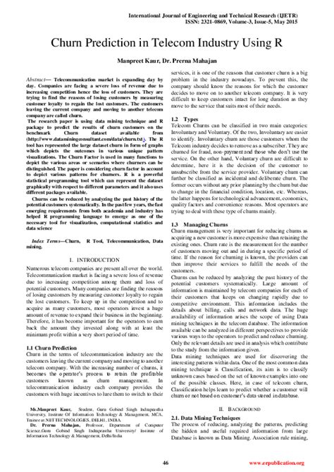 Pdf Churn Prediction In Telecom Industry Using R