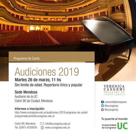Programa De Canto Audiciones 2019 Universidad De Congreso