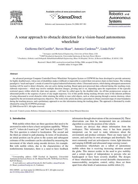 Pdf A Sonar Approach To Obstacle Detection For A Vision Based