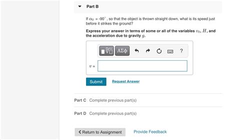 Solved An Object Is Projected With Initial Speed Vo From The